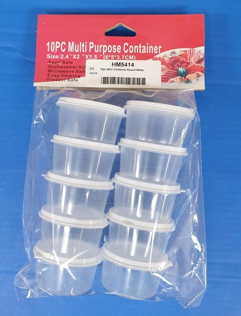 10pc Mini Container Round White – Homemax