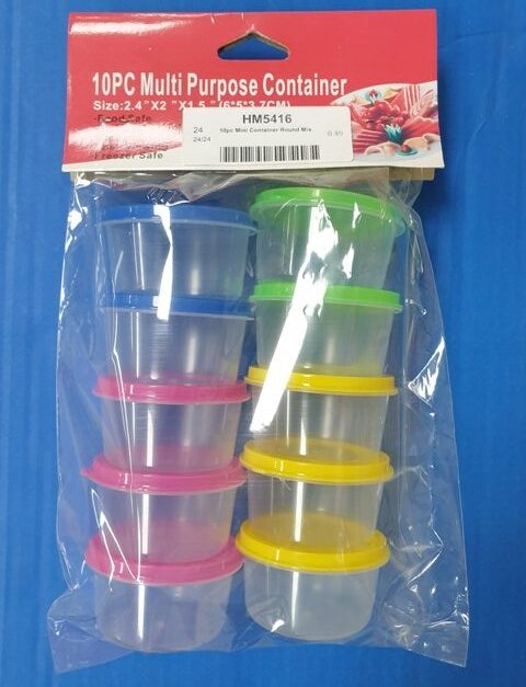 10pc Mini Container, Round, Asstd. – Homemax